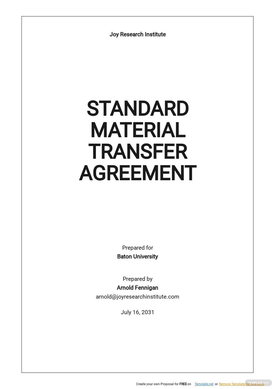 Free Material Transfer Agreement In Microsoft Word DOC Templates 7 Free Material Transfer Agreement In Microsoft Word DOC Templates 7