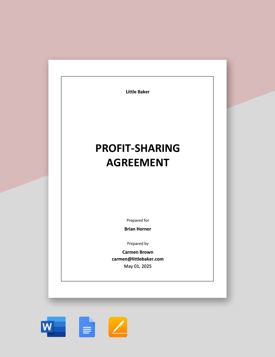 Revenue Profit Sharing Agreement Template - Google Docs, Word, Apple ...