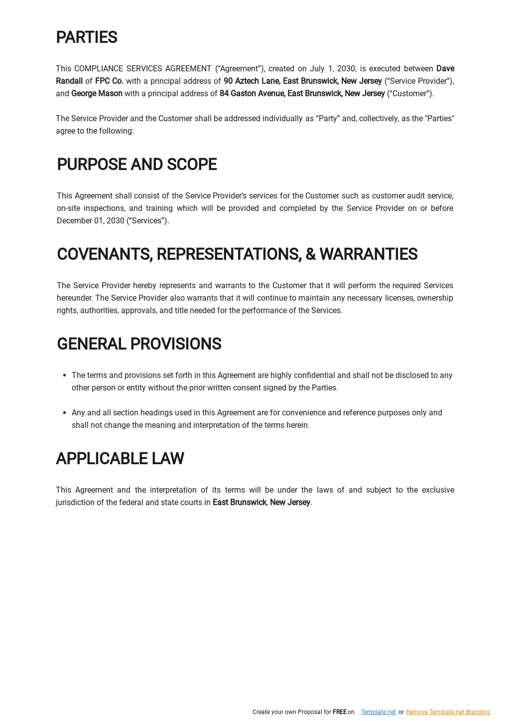 Compliance Services Agreement Template - Google Docs, Word, Apple Pages ...