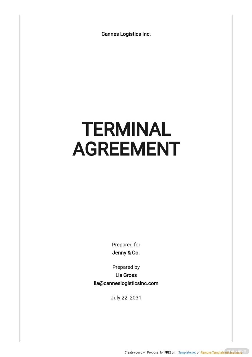 Terminal Warehouse Agreement Template - Google Docs, Word, Apple Pages ...