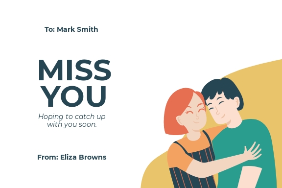 Free Simple Miss You Card Template - Google Docs, Illustrator, Word ...