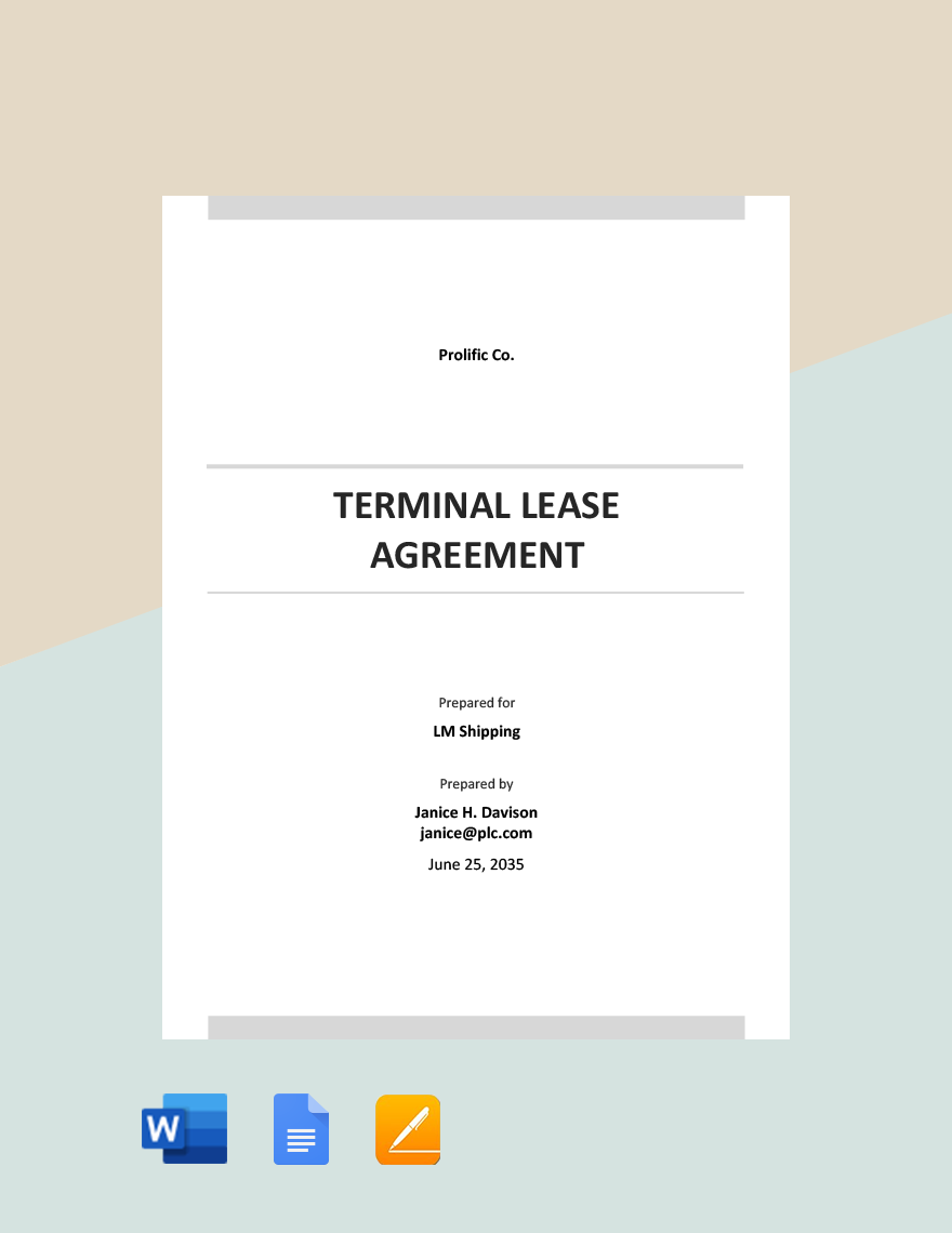 Terminal Agreement Template - Google Docs, Word, Apple Pages | Template.net