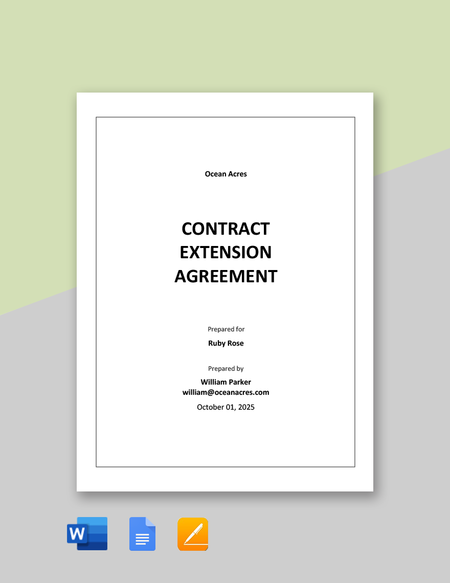 Project Extension Agreement Template - Google Docs, Word, Apple Pages ...