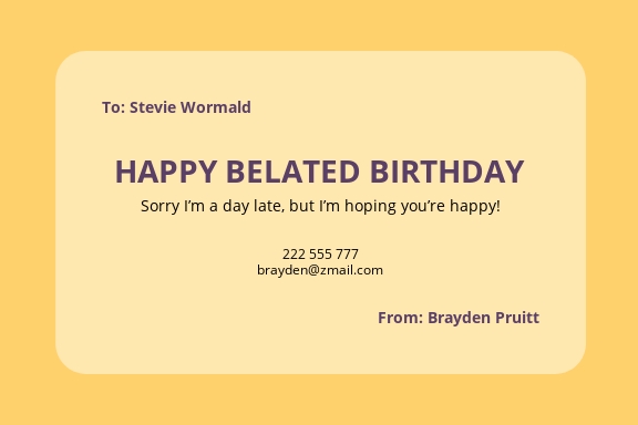 Happy Belated Birthday Card Template - Illustrator, Word, PSD ...