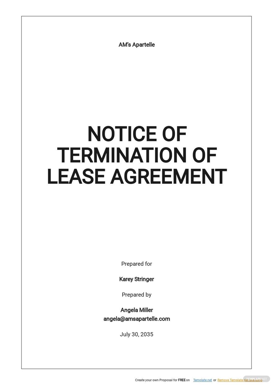 Sample Termination of Lease Agreement Template - Google Docs, Word ...