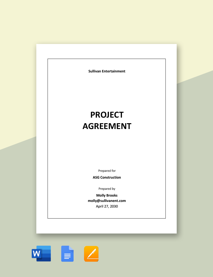 Project Agreement Template - Google Docs, Word, Apple Pages | Template.net