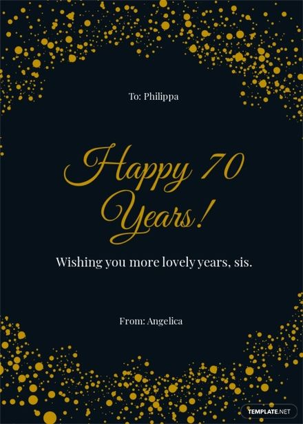 Free Printable 70th Birthday Card Template Google Docs Illustrator 