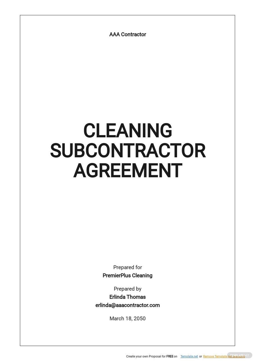 Subcontractor Word Templates Design Free Download Template