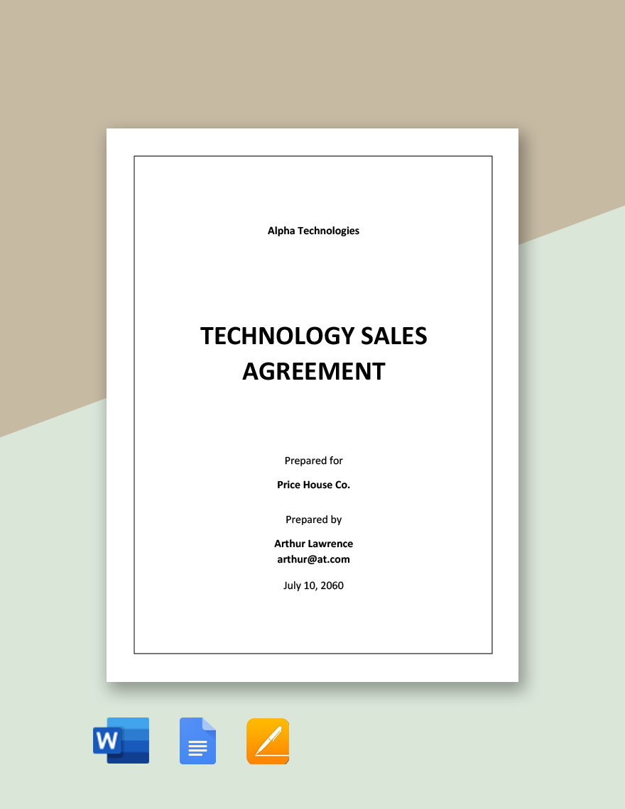 Technology Sales Agreement Template - Google Docs, Word, Apple Pages ...