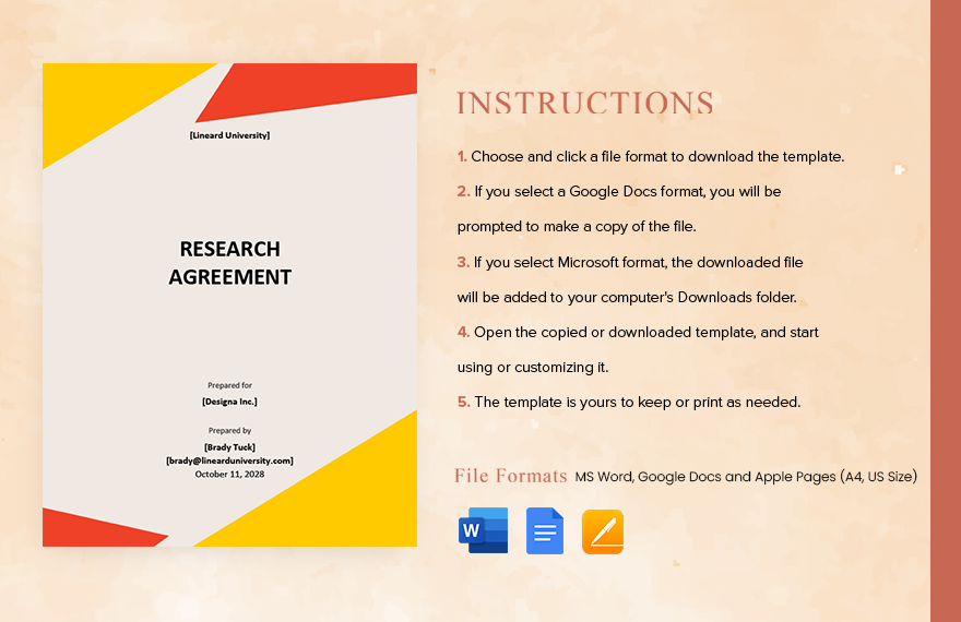 Research Agreement Template - Download in Word, Google Docs, Apple ...