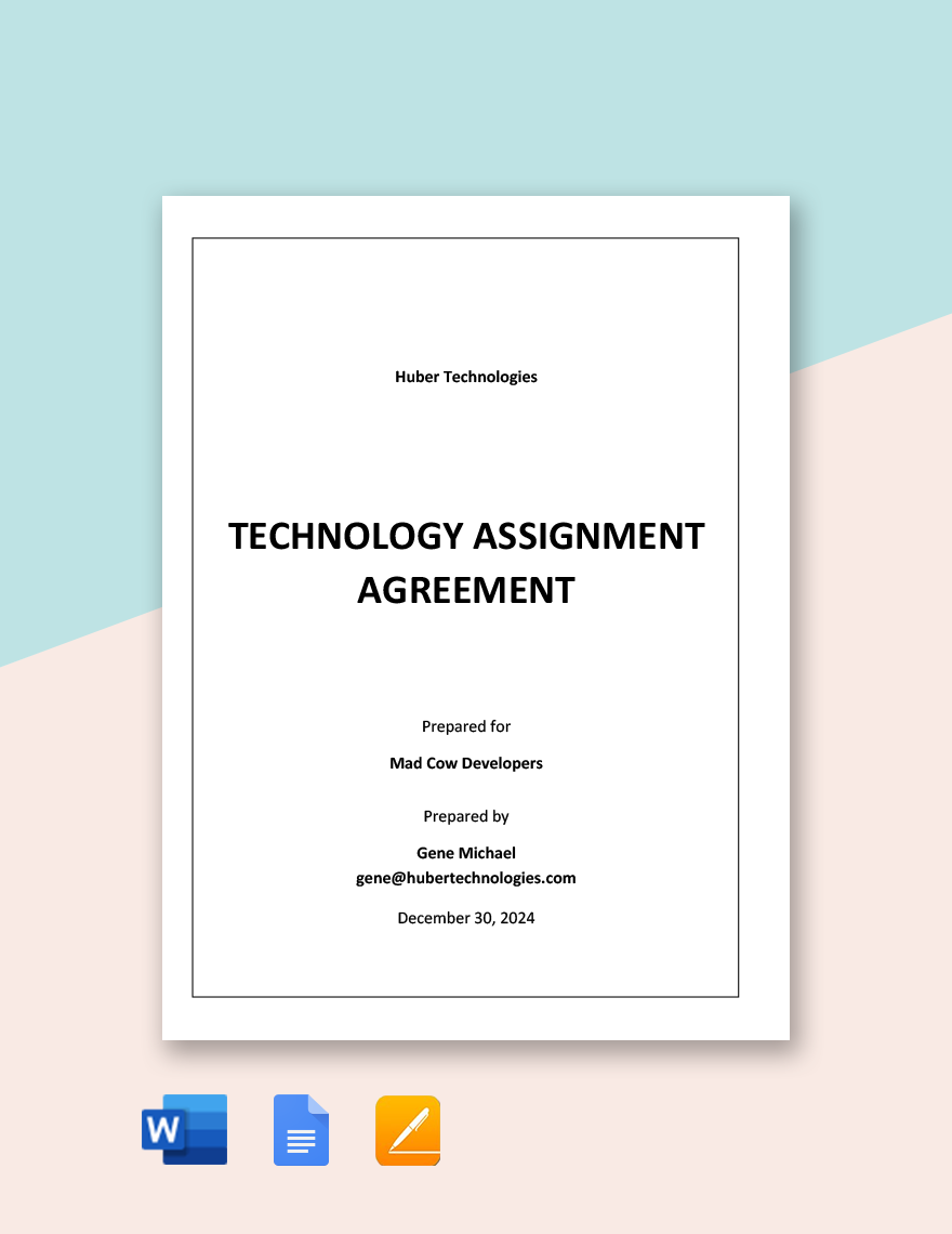 Sample Technology Assignment Agreement Template - Google Docs, Word ...