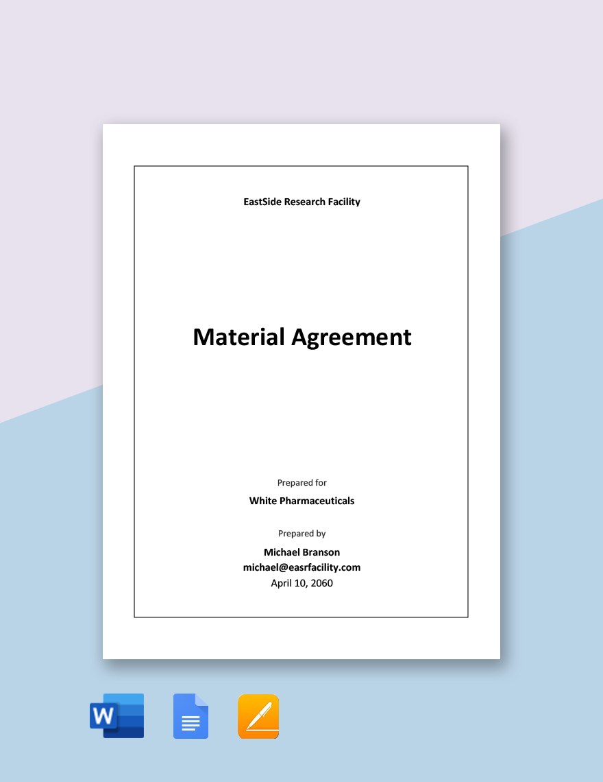 Material Agreement Template - Google Docs, Word, Apple Pages | Template.net