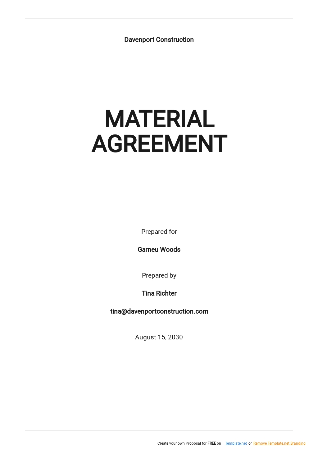 Sample Material Agreement Template Google Docs Word Apple Pages Sample Material Agreement Template Google Docs Word Apple Pages