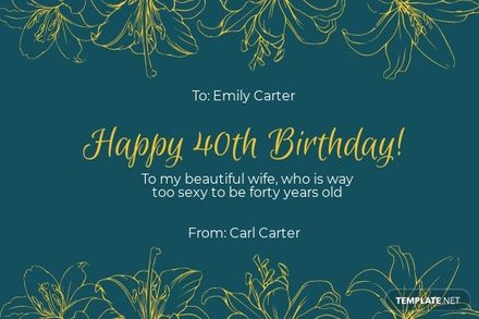 Printable 40th Birthday Card Template Printable Cards