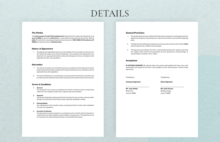 Intercompany Transfer Pricing Agreement Template Google Docs Word 