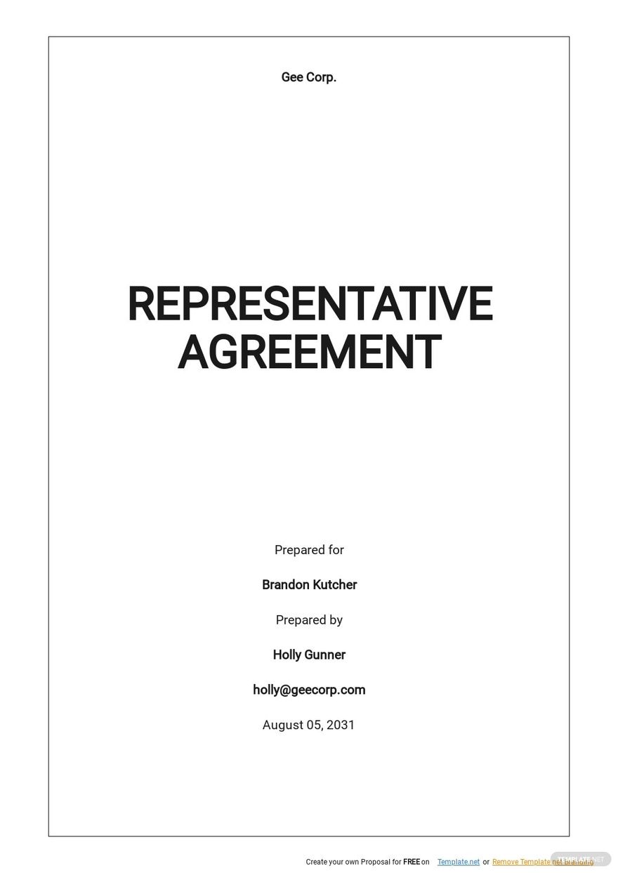 Company Representative Agreement Template in Google Docs, Word ...
