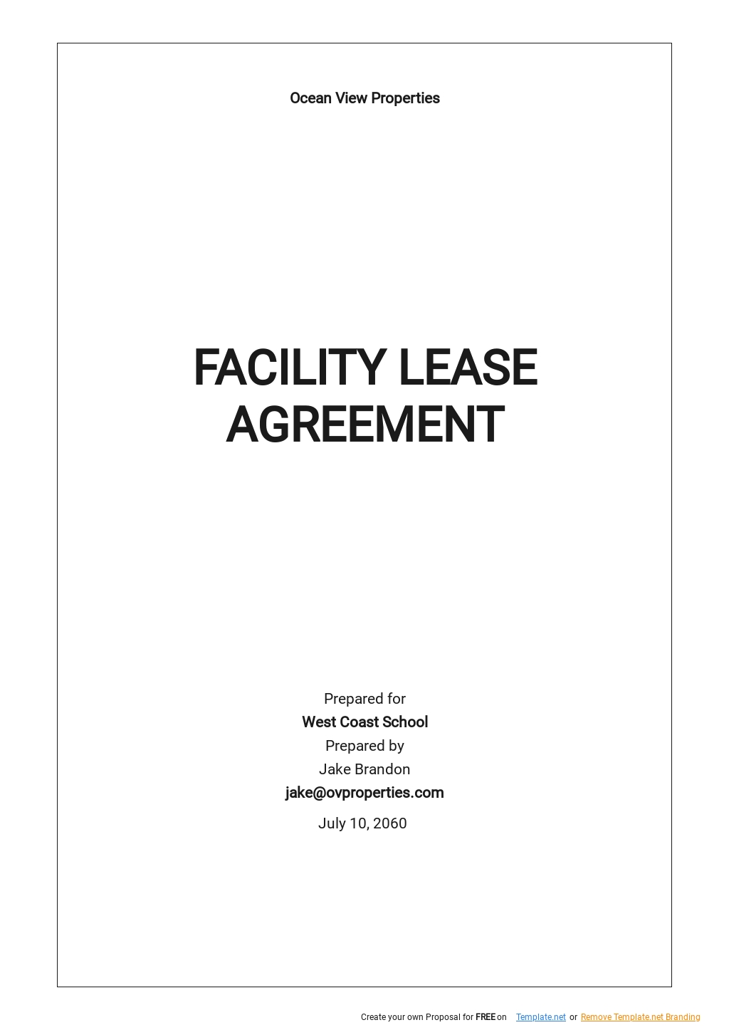 Facility Lease Agreement Template In Template