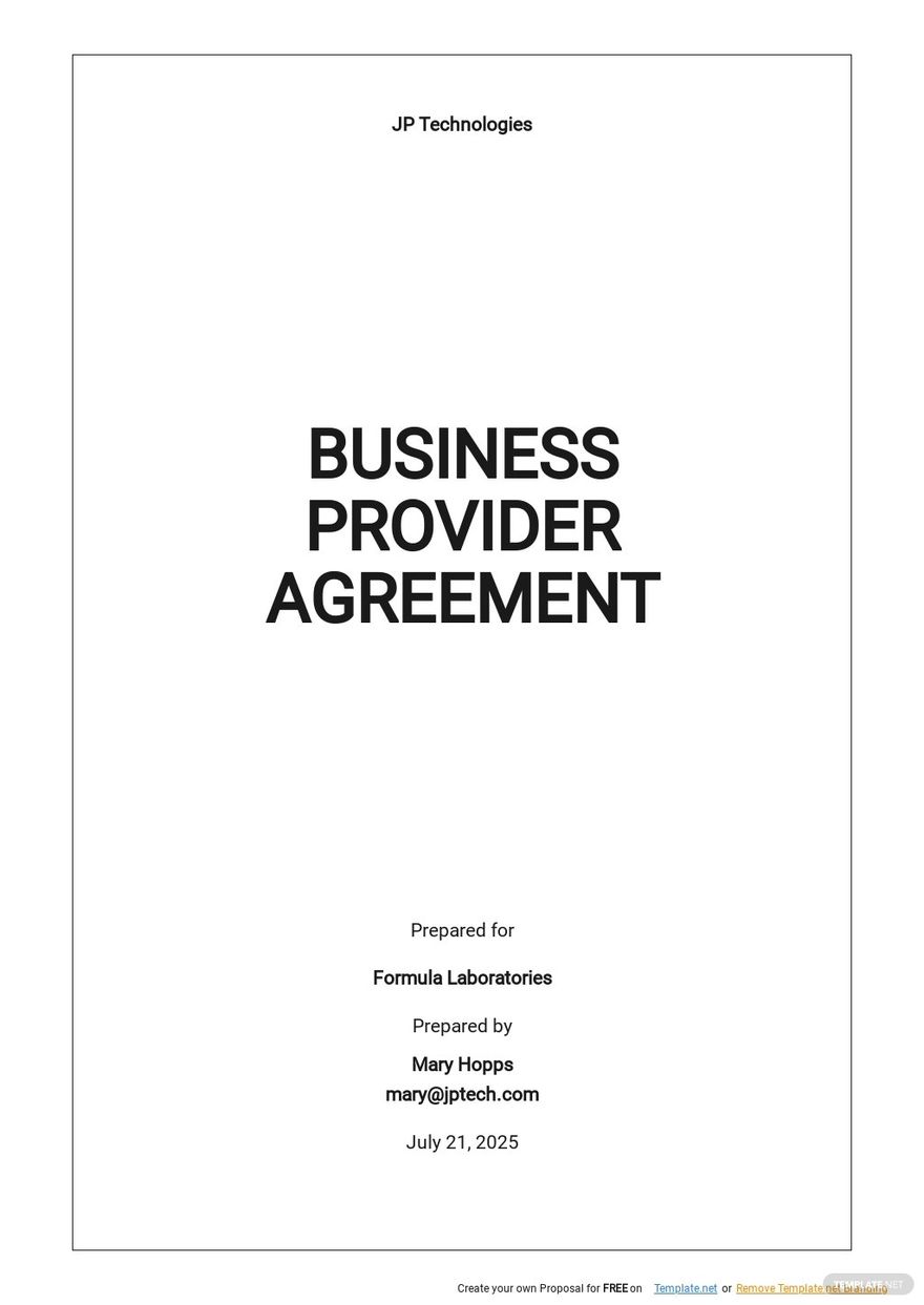 Business Provider Agreement Template - Google Docs, Word, Apple Pages ...