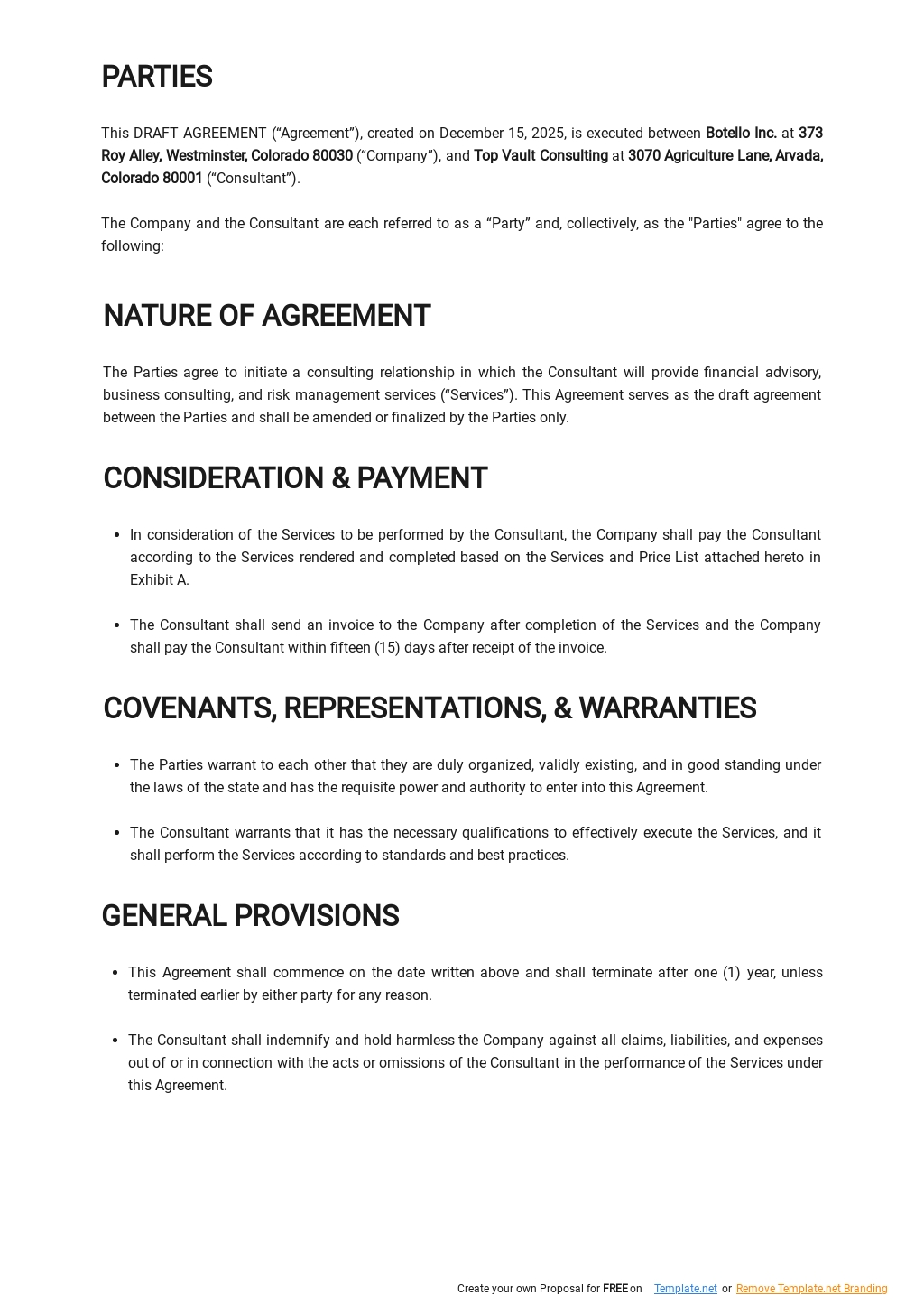 Free Simple Draft Agreement Template Google Docs Word Apple Pages 