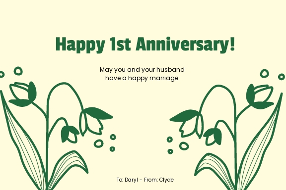 First Anniversary Greeting Card Template Illustrator Word PSD PDF 