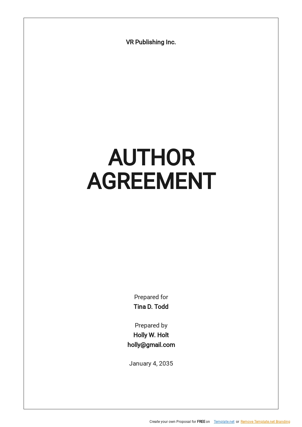 Author Agreement Templates Documents Design Free Download 