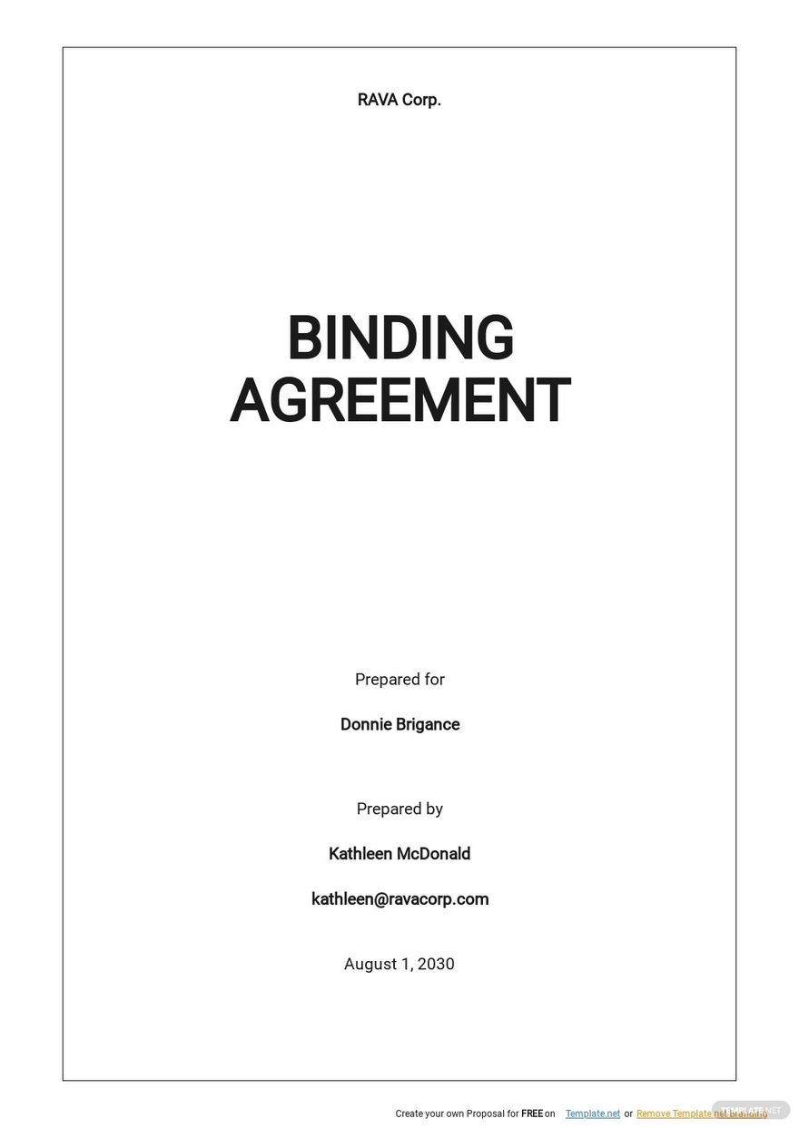 Free Binding Agreement Between Two Parties Template Google Docs Word 