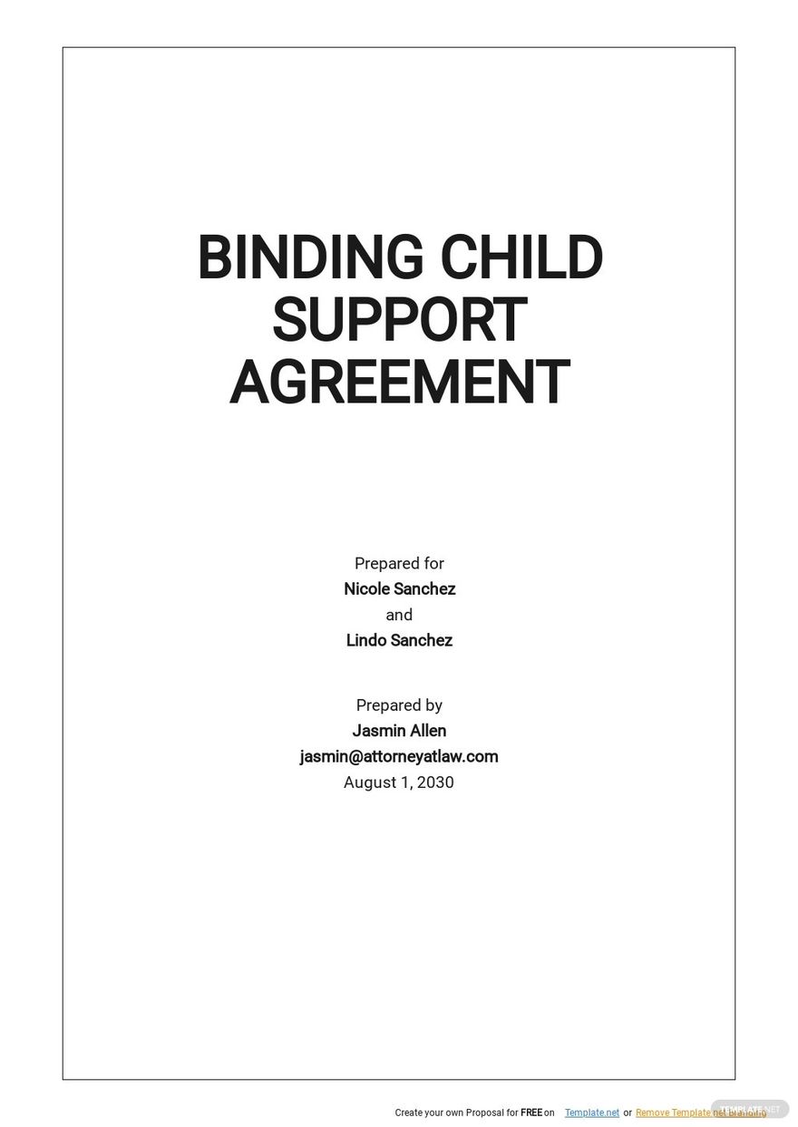 Binding Child Support Agreement Template Google Docs Word Apple 