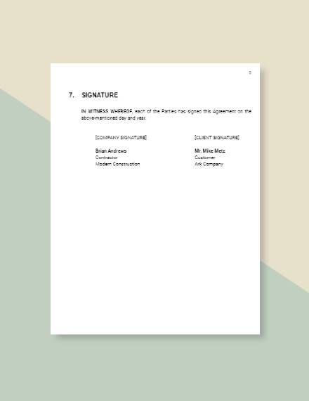 Contractor Customer Agreement Template in Google Docs, Word, PDF ...