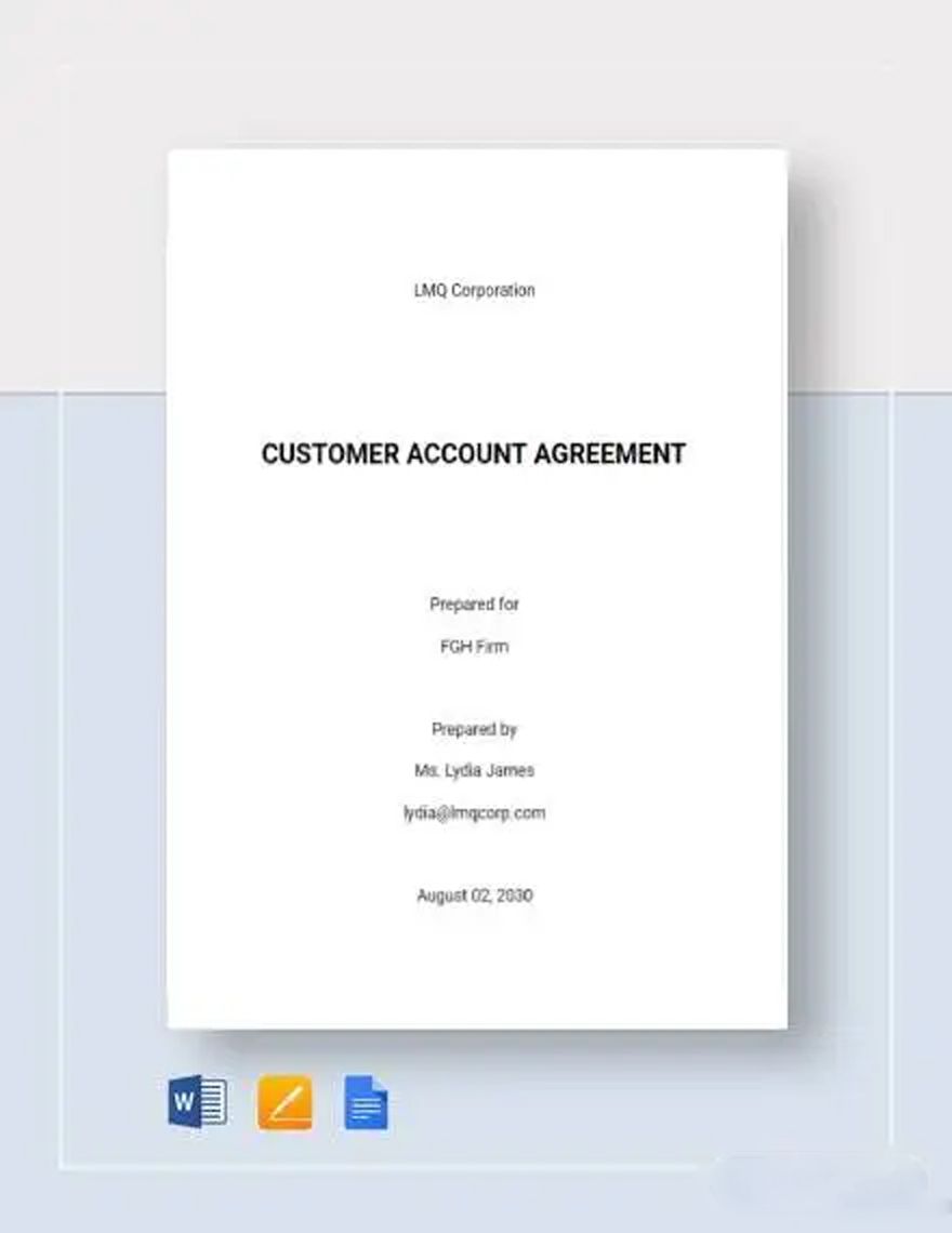 Customer Account Agreement Template - Google Docs, Word, Apple Pages ...
