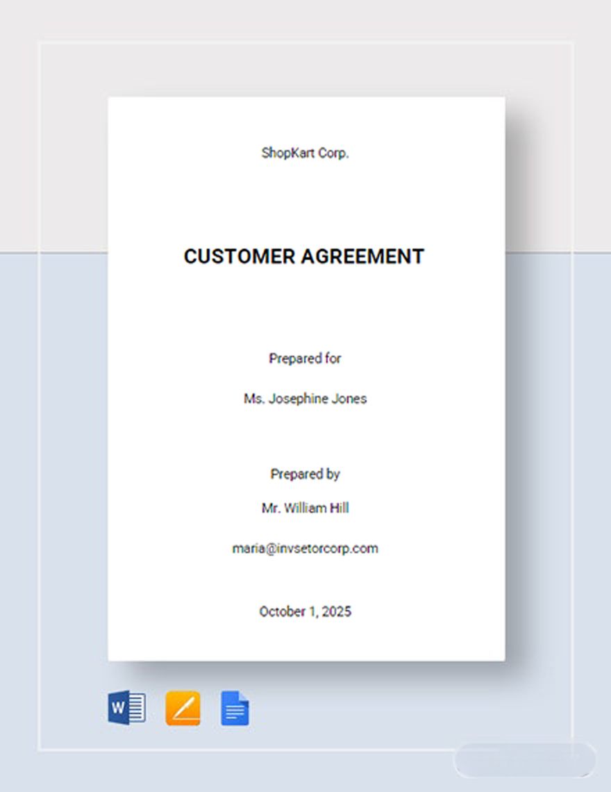 Customer Account Agreement Template - Google Docs, Word, Apple Pages ...