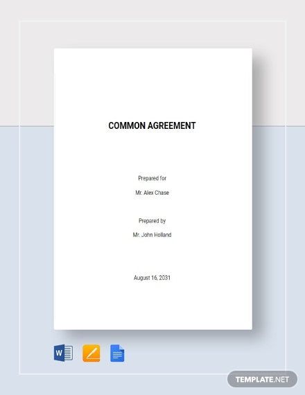 Common Agreement Template - Google Docs, Word, Apple Pages, PDF ...