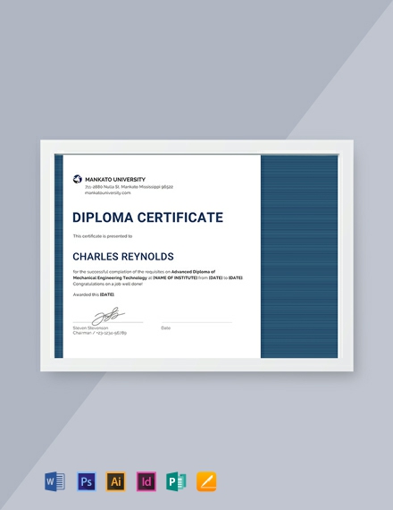 Free Mechanical Diploma Certificate Template