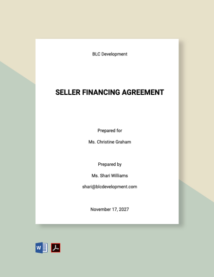 Seller Financing Agreement Template - Google Docs, Word, PDF | Template.net