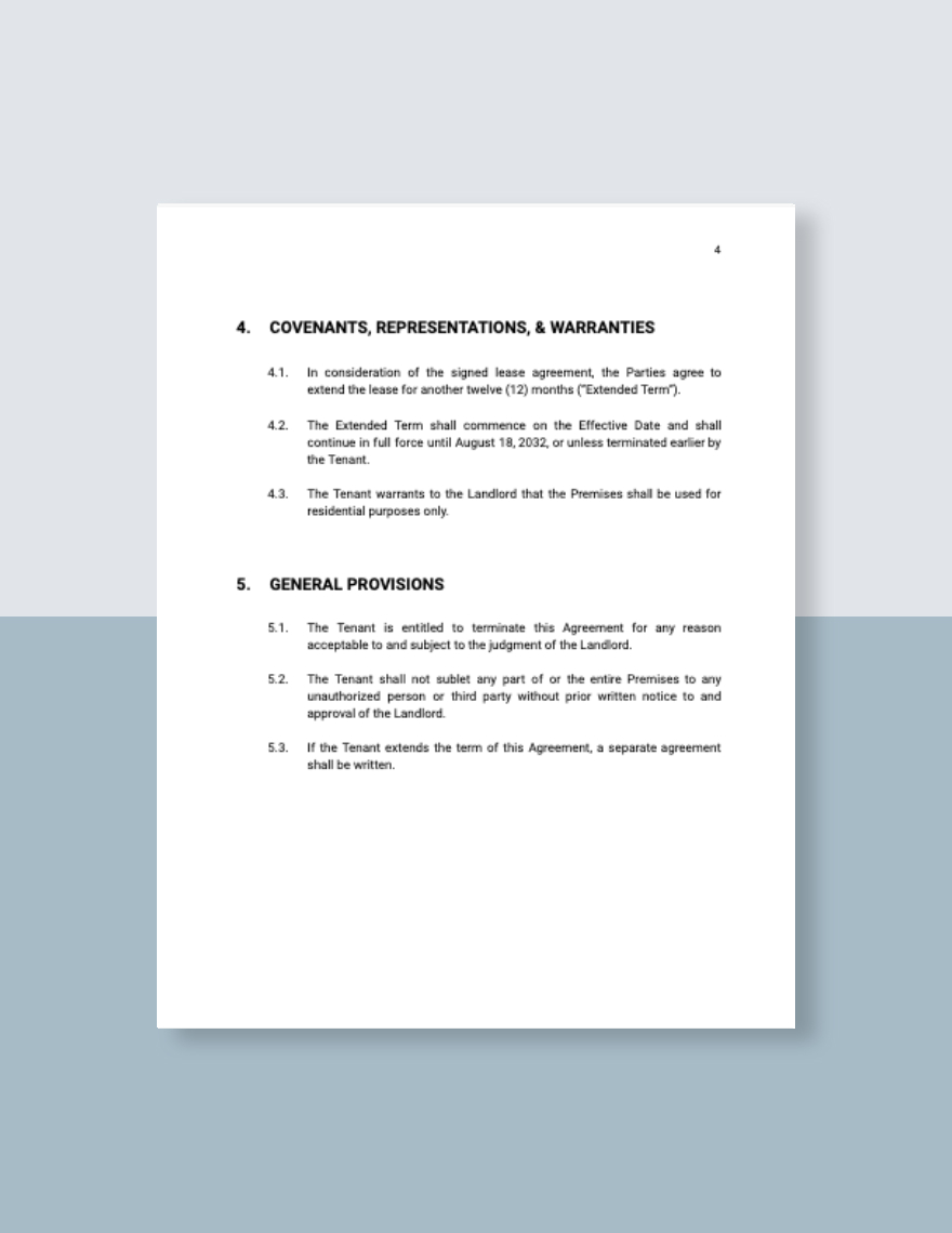 Amendment To Lease Agreement Template Google Docs Word Apple Pages 