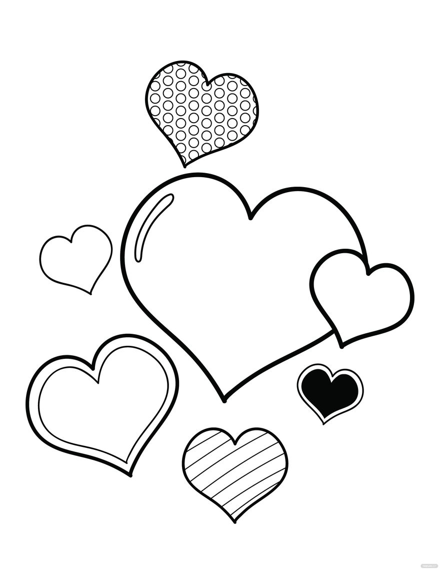 Free Cute Heart Coloring Page - EPS, Illustrator, JPG, PNG, PDF, SVG ...