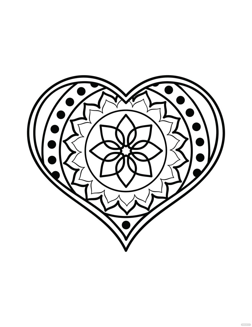 Free Heart Mandala Coloring Pages