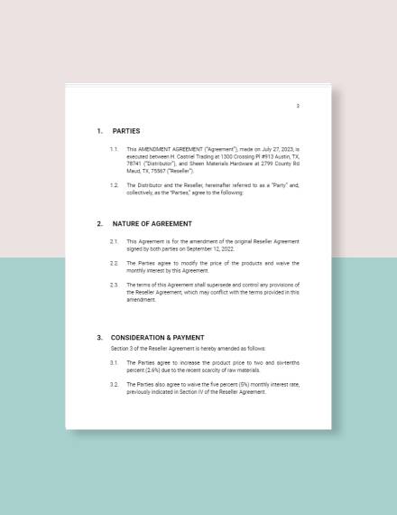 Amendment Agreement Template - Google Docs, Word, Apple Pages, PDF ...
