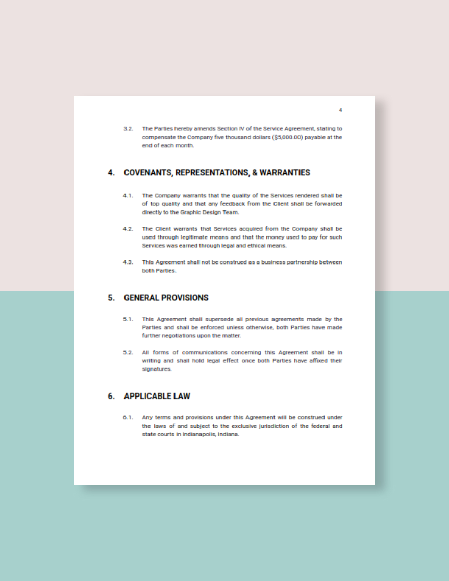 Service Agreement Amendment Template - Google Docs, Word, Apple Pages ...