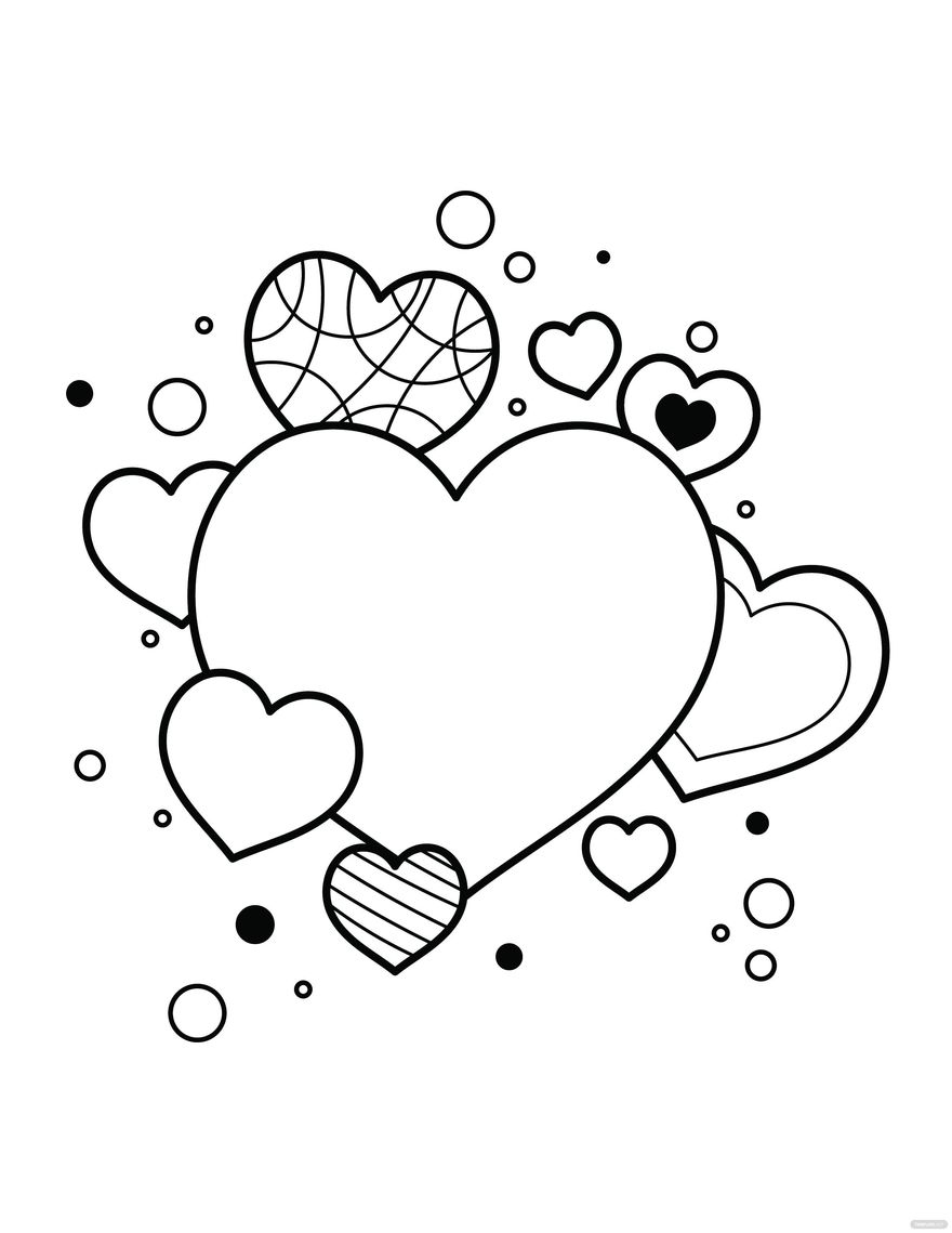Free Cute Heart Coloring Page - EPS, Illustrator, JPG, PNG, PDF, SVG ...