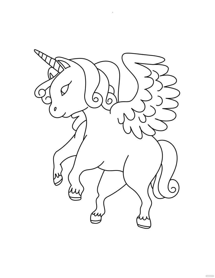 Free Unicorn Cake Coloring Page EPS Illustrator JPG PNG PDF SVG 
