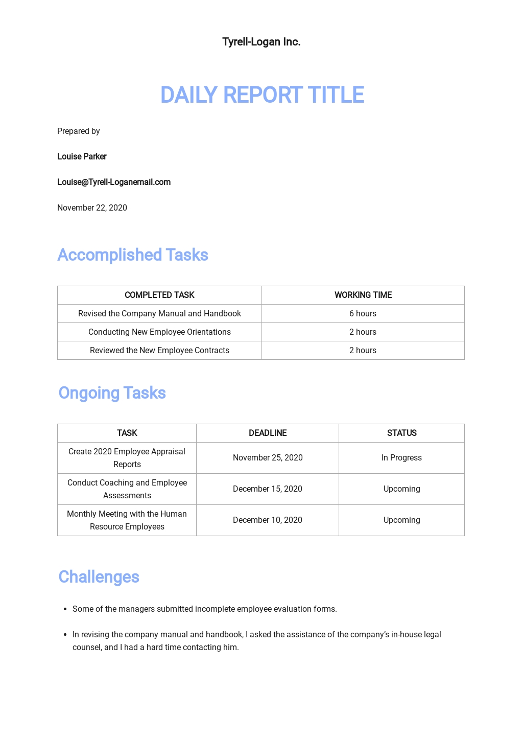 41 FREE Daily Report Templates Edit Download Template