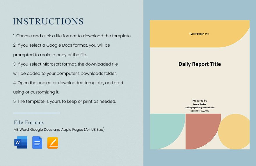 Daily Report Template - Download in Word, Google Docs, PDF, Apple Pages ...