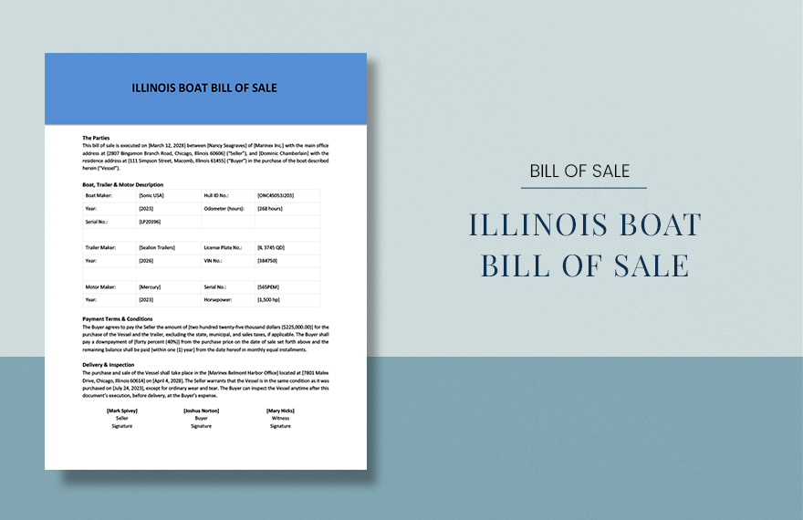 Illinois Boat Bill Of Sale Template Download In Word Google Docs 