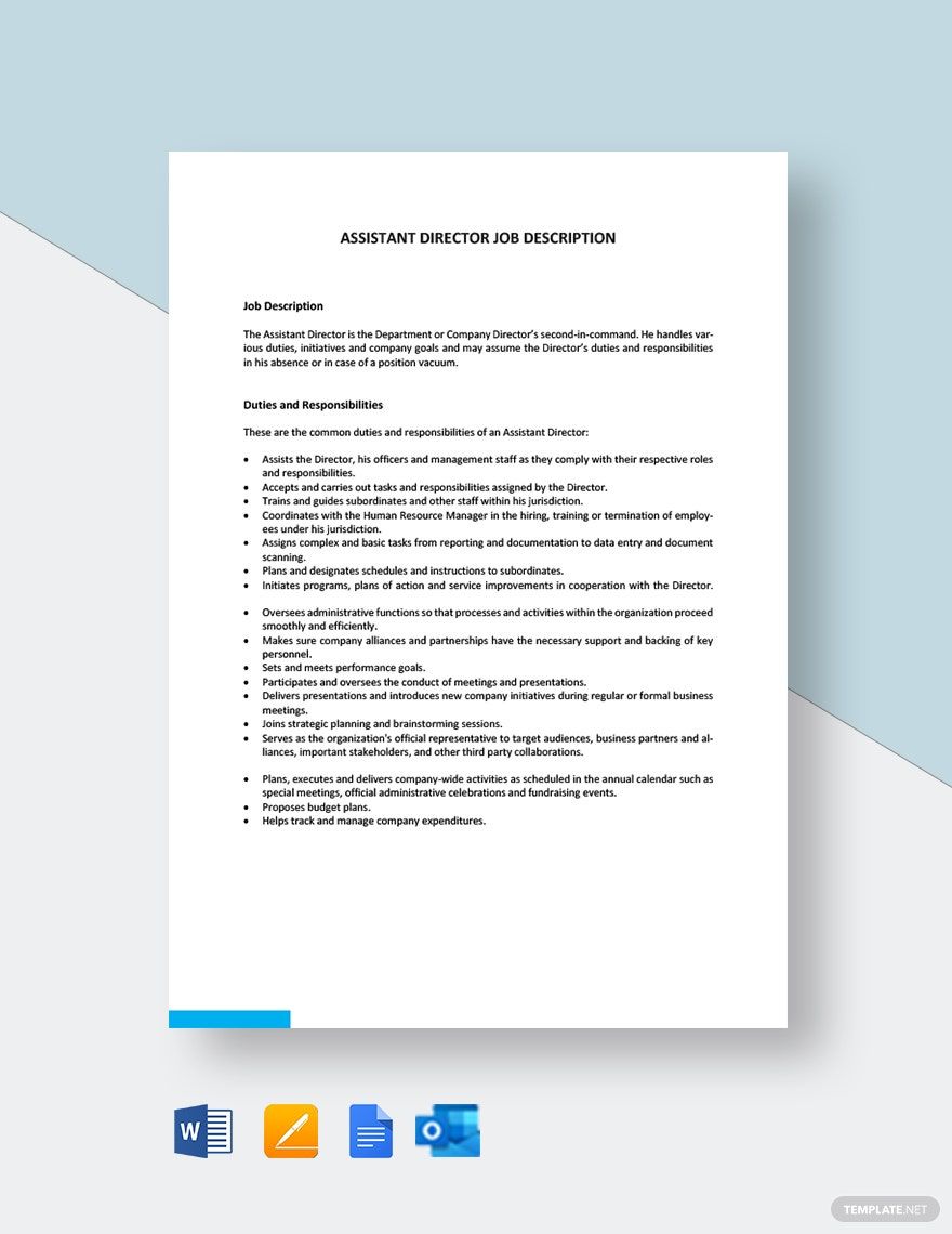 Free Assistant Director Job Description Download In Word Google Docs PDF Apple Pages 