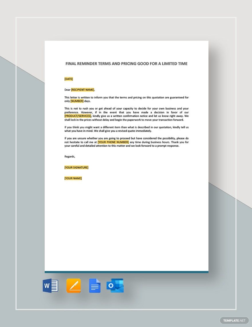 Free Reminder Letter Format Template - Google Docs, Word | Template.net