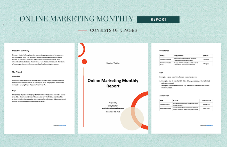 Simple Monthly Report Template - Download in Word, Google Docs, Apple ...