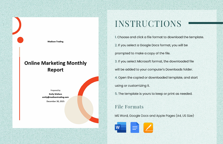 Simple Monthly Report Template - Download in Word, Google Docs, Apple ...