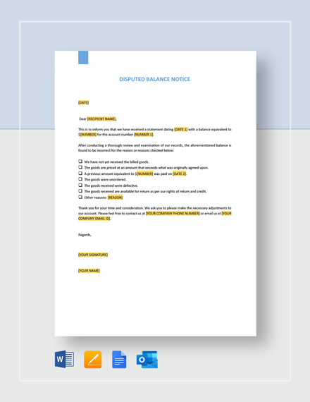 Notice of Disputed Account Template - Download in Word, Google Docs ...