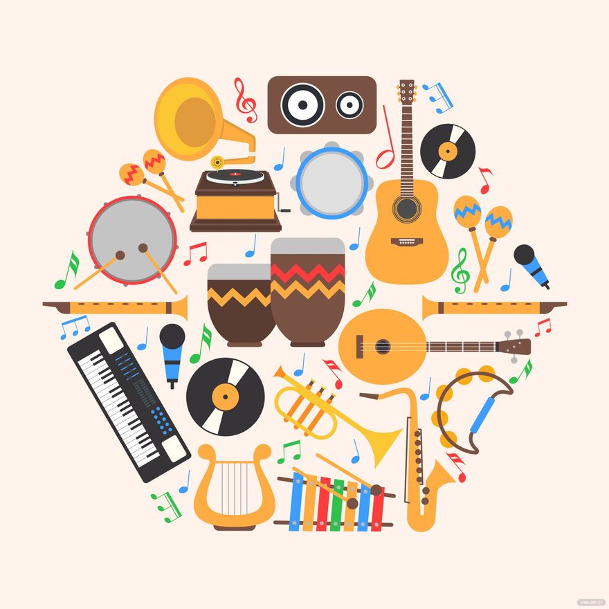 Free Musical Instruments Collage Vector - EPS, Illustrator, JPG, PNG ...