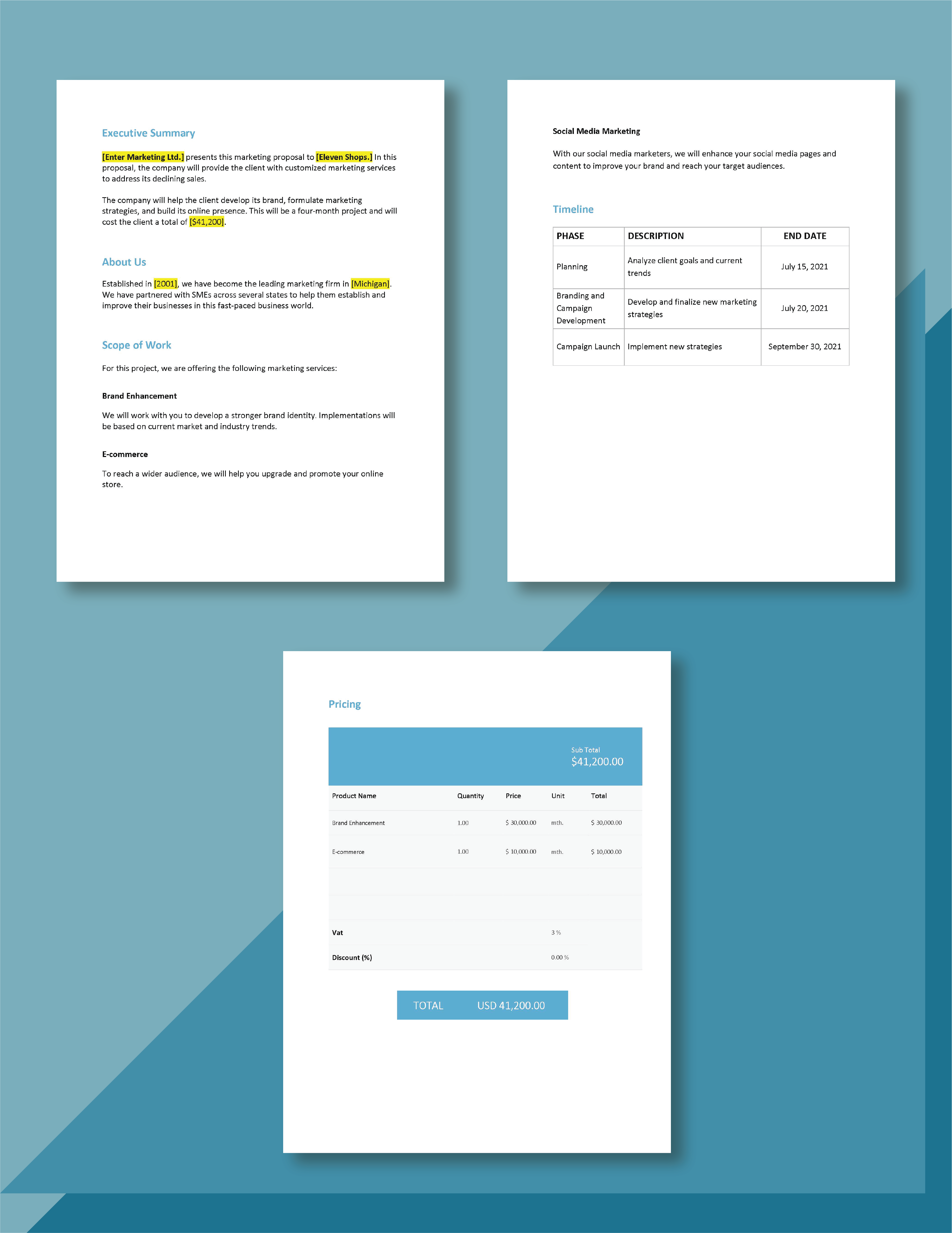 Marketing Proposal Template - Download in Word, Google Docs, PDF, Apple ...